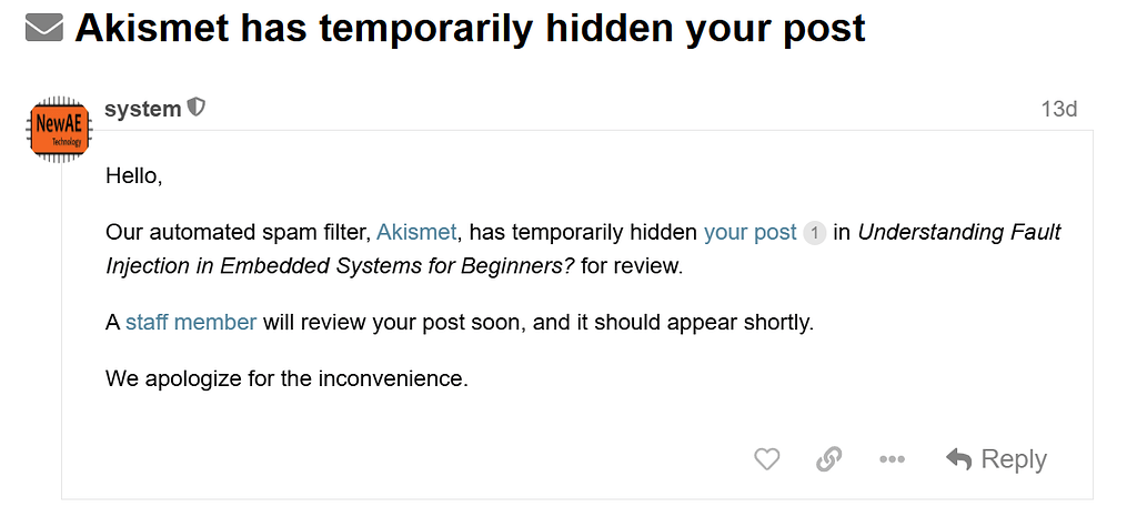 Why my post has been hidden? - NewAE Forum