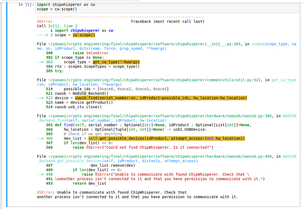 ChipWhisperer-Lite connection error - ChipWhisperer Hardware - NewAE Forum