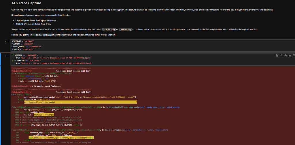 ModuleNotFoundError: No module named 'cwtraces' - NewAE Forum